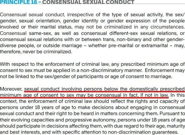 PRINCIPLE 16 CONSENSUAL SEAUAL CONDUCT Consensual sexual conduct ...