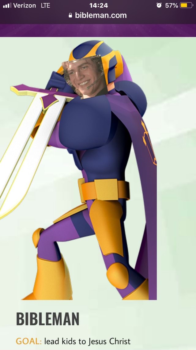 Ul Verizon LTE 14:24 & bibleman.com BIBLEMAN lead kids Jesus Christ ...