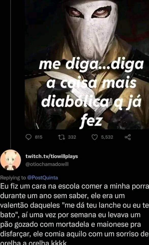 Me cgisa mais fez dia es 332 Replying to GPostQuinta Eu fiz um cara na ...