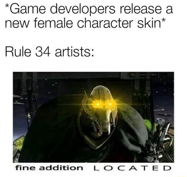 *Game developers release a new female Character skin* Rule 34 artists ...