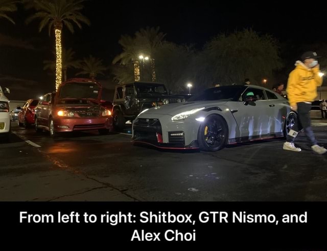 From left to right: Shitbox, GTR Nismo, and Alex Choi - From left to right: Shitbox, GTR Nismo ...