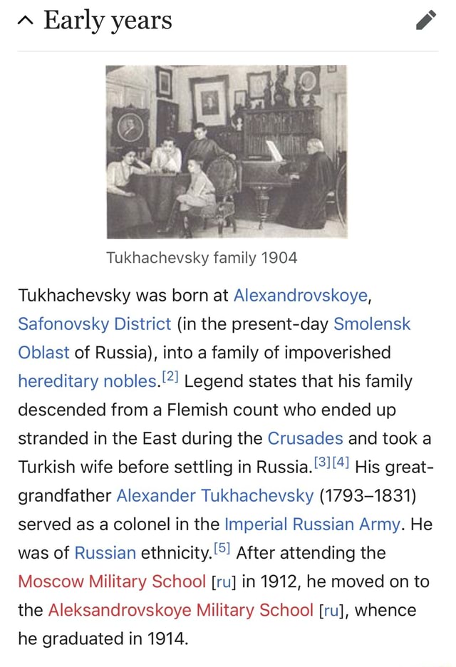 Early years re Tukhachevsky family 1904 Tukhachevsky was born at ...