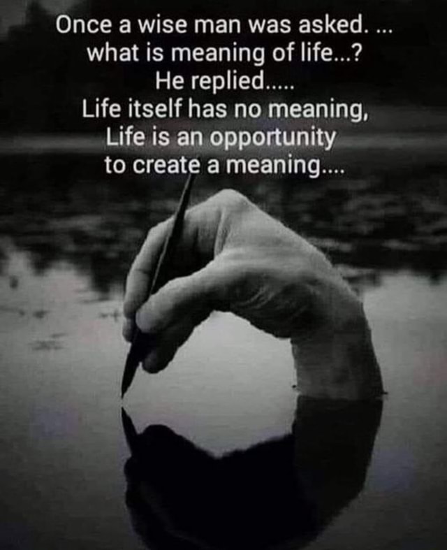 Once a wise man was asked. what is meaning of life...? He replied ...