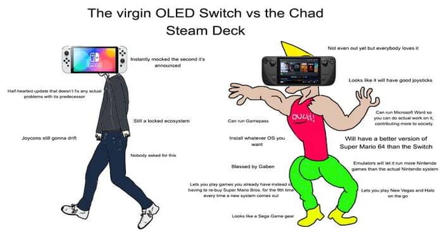 The virgin OLED Switch vs the Chad Steam Deck 'Wil have a better 'Super ...
