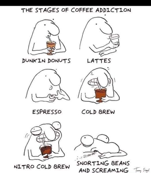 🤣 - THE STAGES OF COFFEE ADDICTION DUNK IN DONUTS LATTES ESPRESSO COLD ...