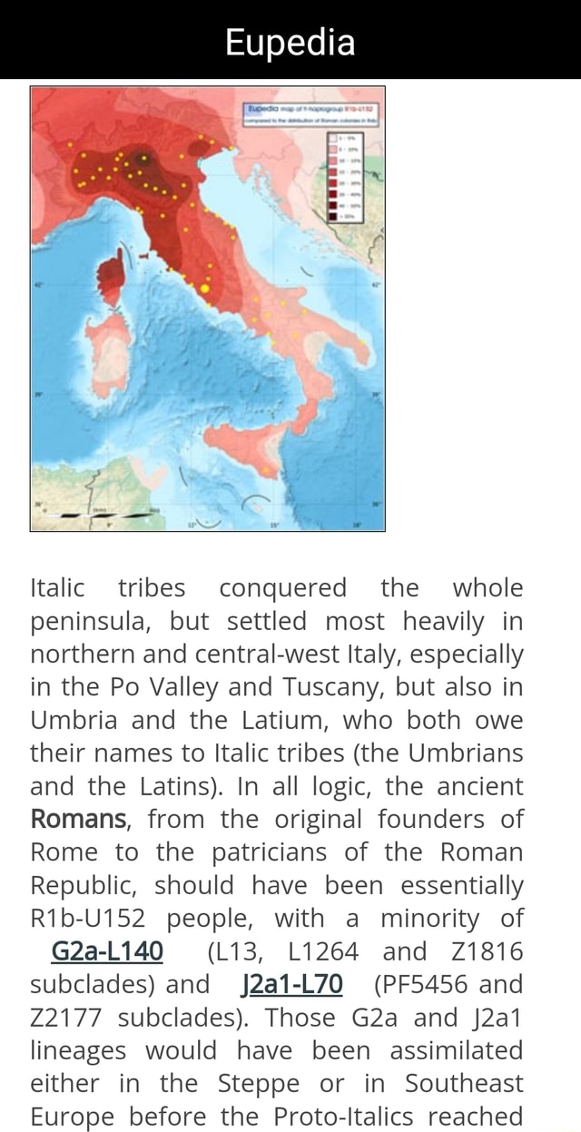 Italic tribes conquered the whole peninsula, but settled most heavily ...