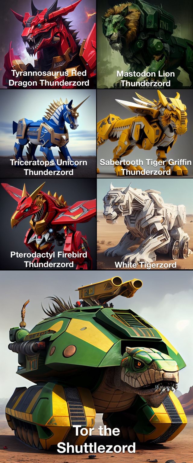 Tyrannosaurus Red Dragon Thunderzord Triceratops Unicorn Thunderzord ...
