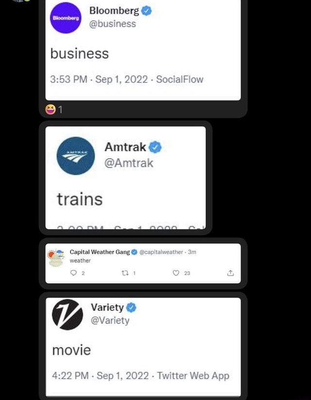 Bloomberg @business business Sep 2022 - SocialFlow Amtrak @ @Amirak trains I Weather Gang ...
