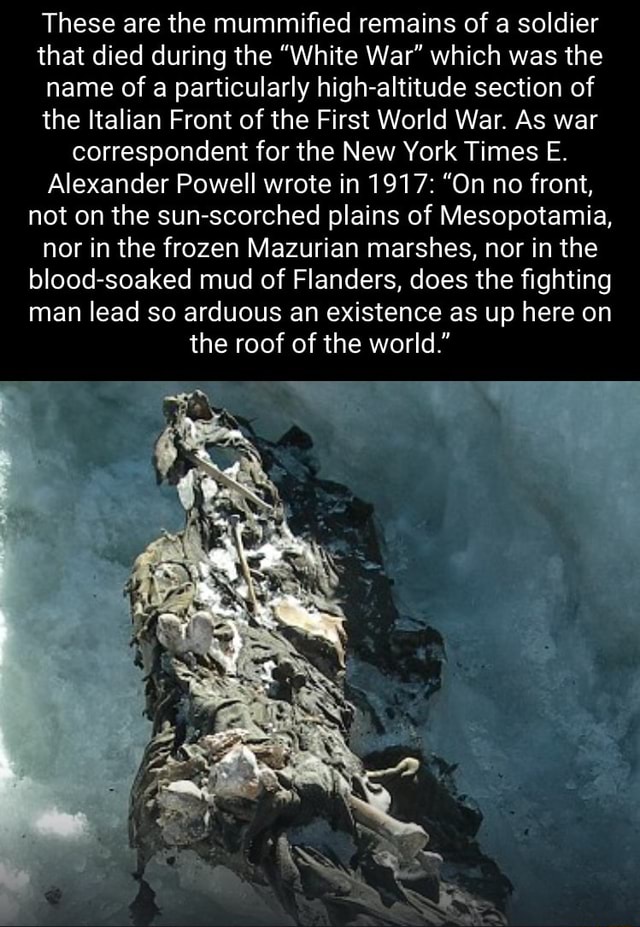 These are the mummified remains of a soldier that died during the ...