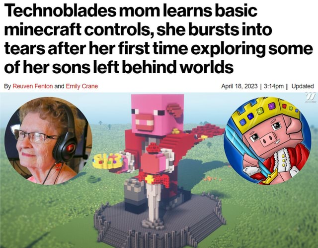 Technoblades mom learns basic minecraft controls, she bursts into tears after her first time ...