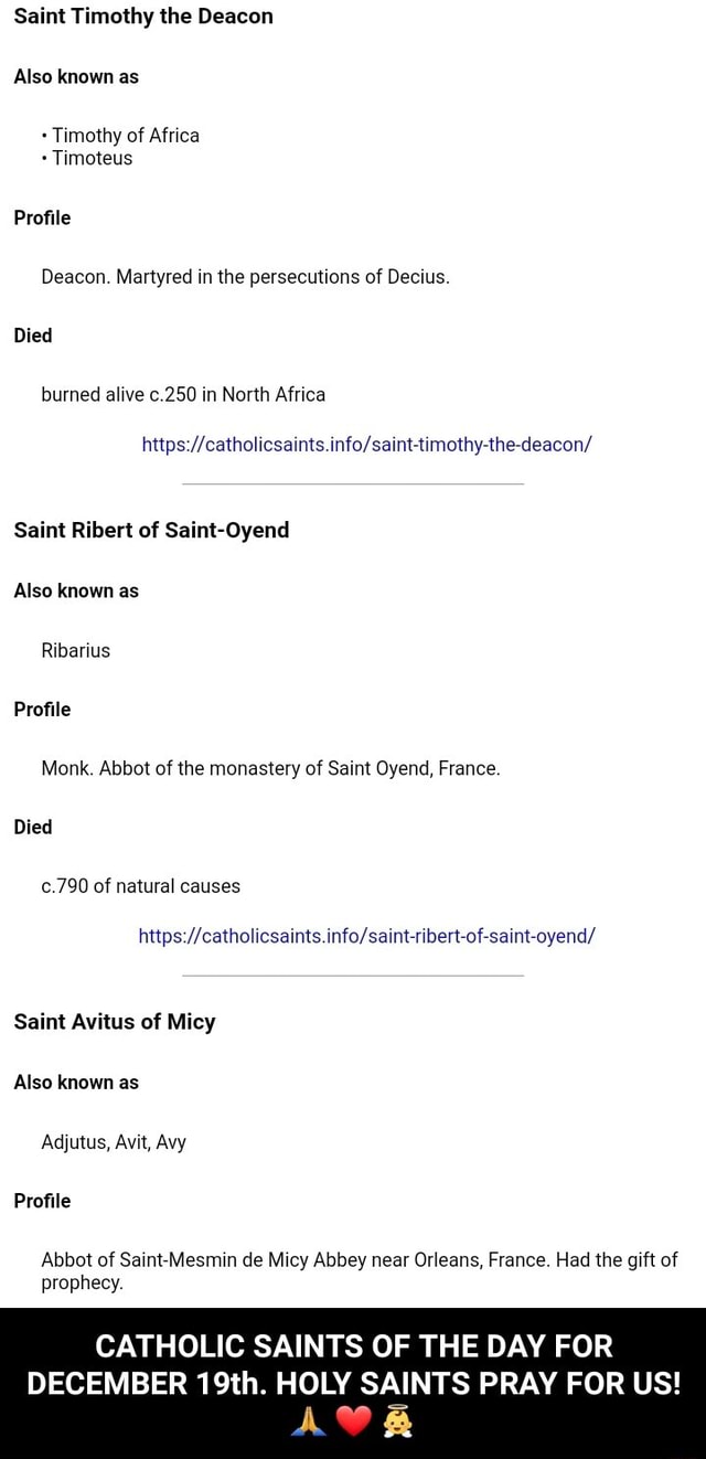 Saint Timothy the Deacon Also known as Timothy of Africa Timoteus ...