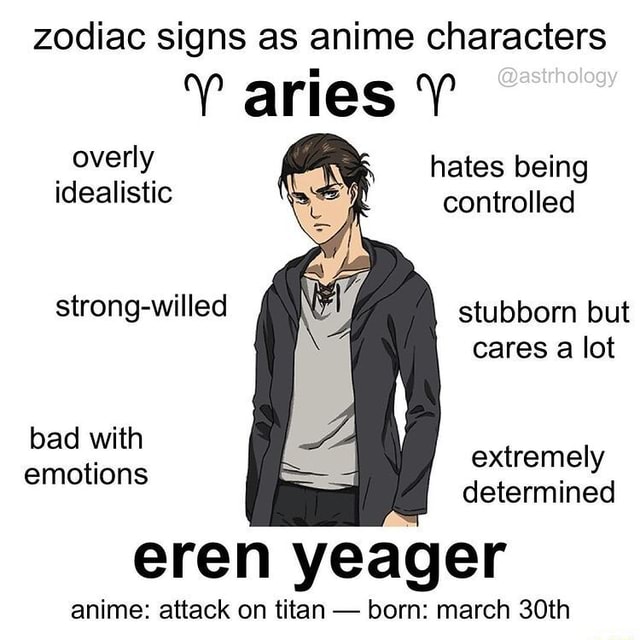 Zodiac signs as anime characters @asirhology Y aries _ overly hates ...