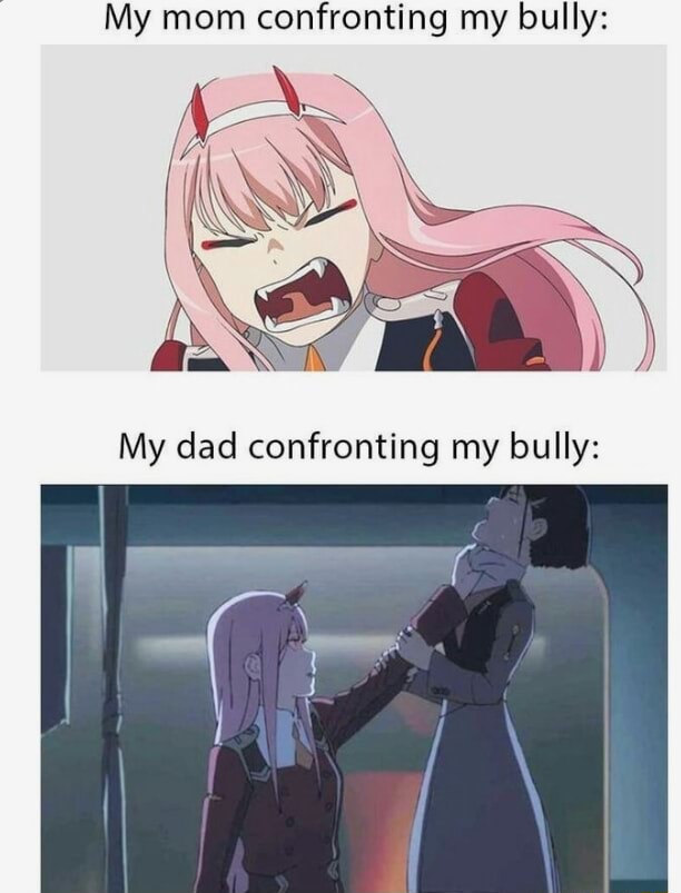 My mom confronting my bully: My dad confronting my loully: - iFunny