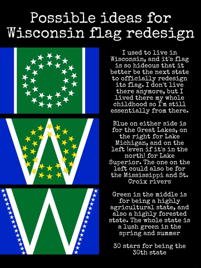 Possible ideas for Wisconsin flag redesign I used to live in Wisconsin ...
