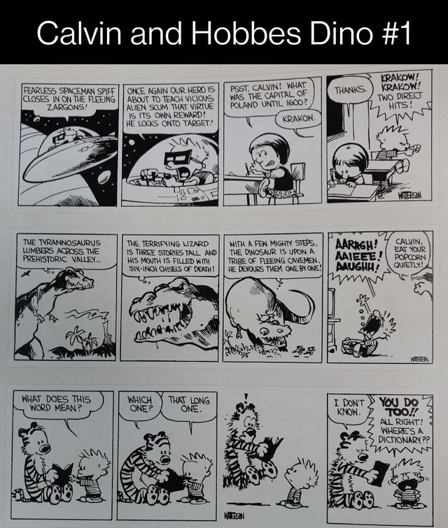 Calvin and Hobbes Dino #1 KRAKOW! ST, CALVIN' WHAT WAS THE CAPITAL, OF ...