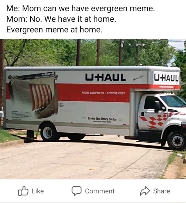 Me: Mom can we have evergreen meme. Mom: No. We have it at home ...