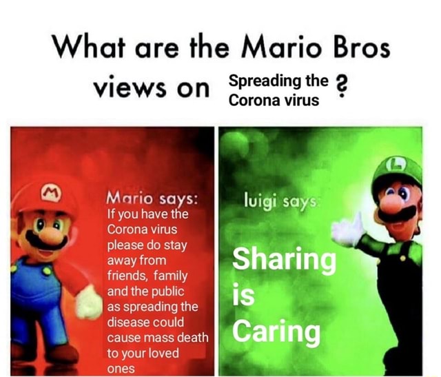 What are the Mario Bros views on Spreading the 9 Corona virus Mario ...