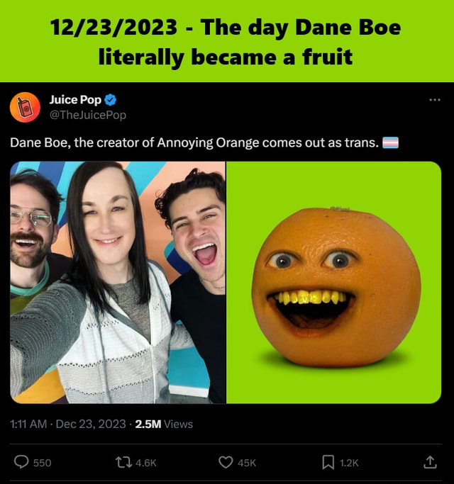 The day when Dane Boe became fruity - - The day Dane Boe literally ...