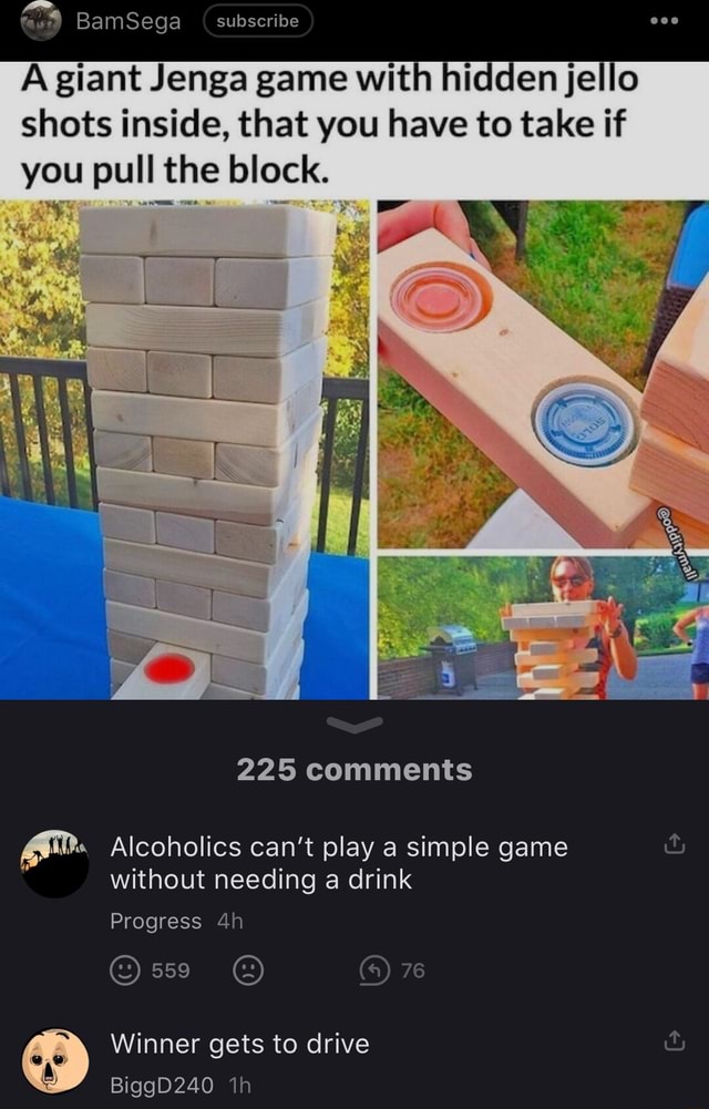 Fase' BamSega ( subscribe A giant Jenga game with hidden jello shots ...