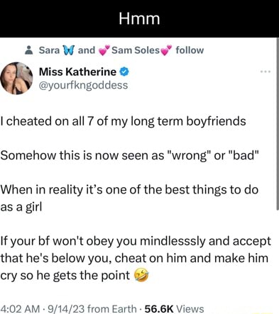 & Sara W and Sam Soles" follow Miss Katherine @ @yourfkngoddess I ...