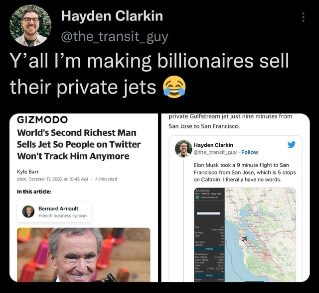 Hayden Clarkin @the transit_guy Y'all I'm making billionaires sell their private jets GIZMO DO ...