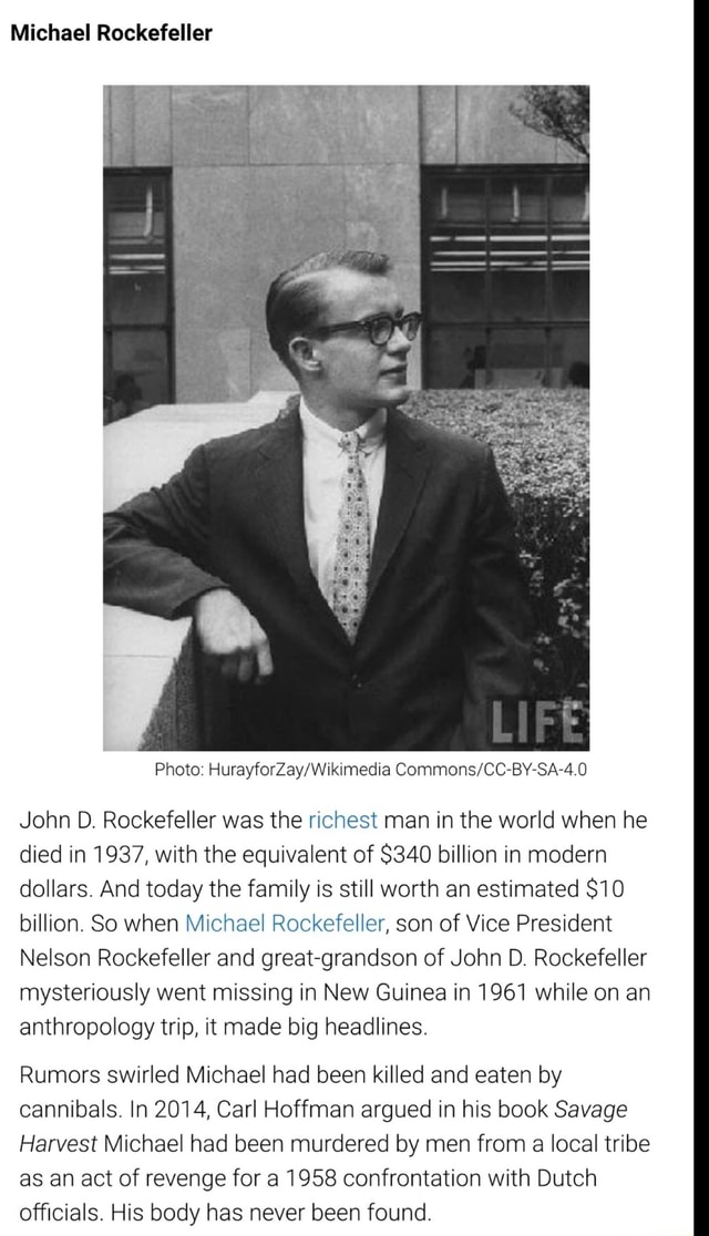 Michael Rockefeller Photo: HurayforZay/Wikimedia Commons/CC-BY-SA-4.0 ...