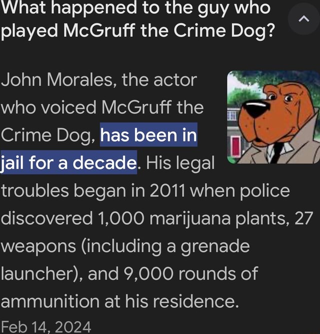 What happened to the guy who played McGruff the Crime Dog? John Morales ...