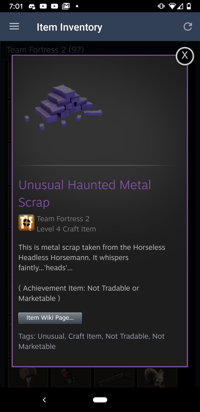 Unusual Haunted Metal Scrap 9 Team Fortress 2 Level 4 Craft Item This ...
