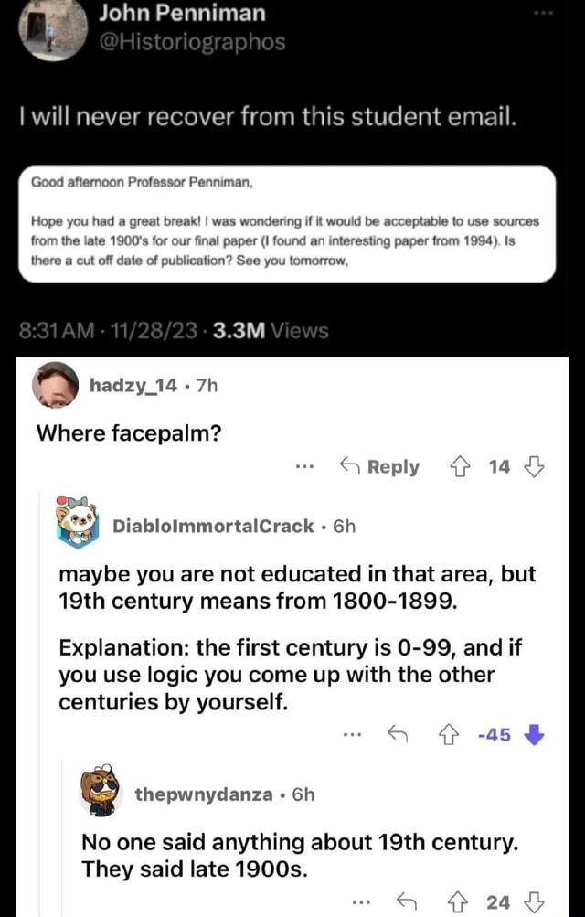 John Penniman @Historiographos I will never recover from this student ...