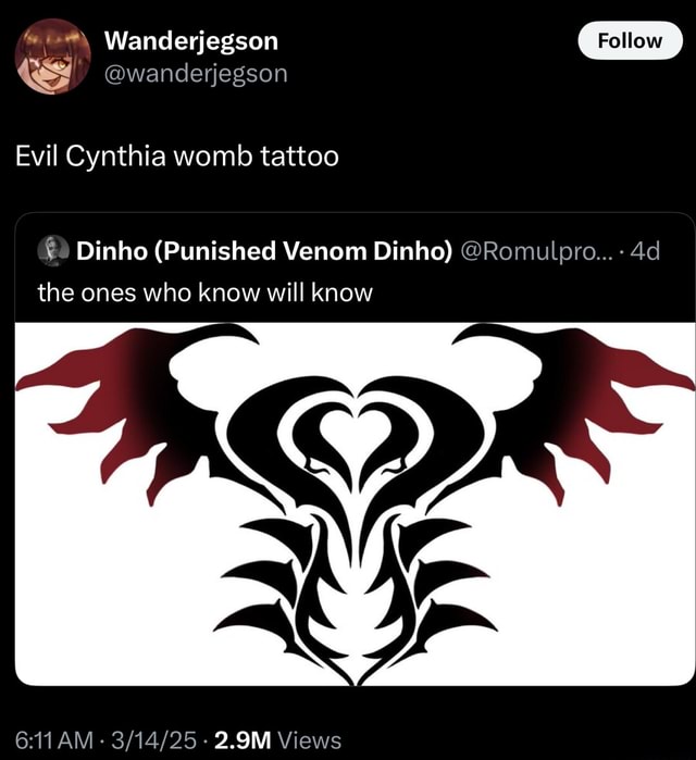 Wanderjegson SS @wanderjegson Evil Cynthia womb tattoo Dinho (Punished ...