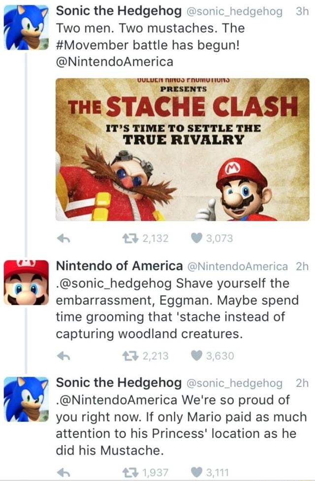 Sonic the Hedgehog @sonic_hedgehog Sh Two men. Two mustaches. The # ...