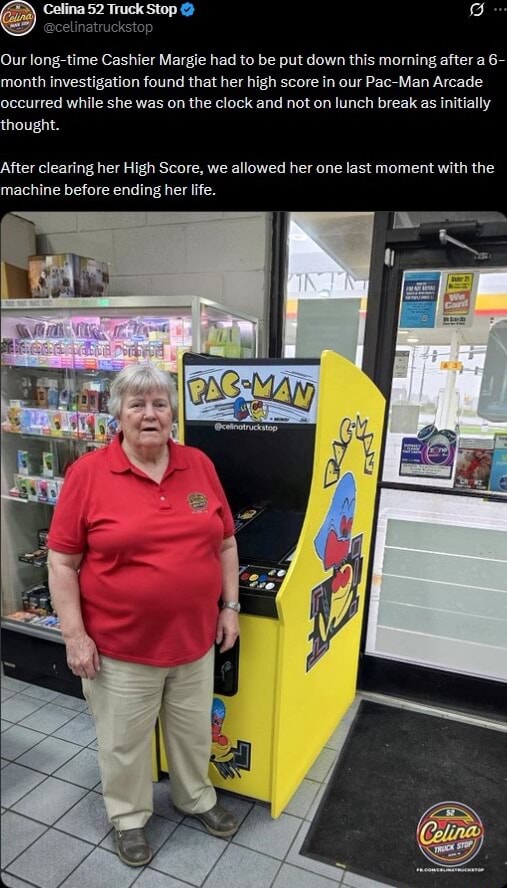 Celina 52 Truck Stop @ Our long-time Cashier Margie had to be put down ...