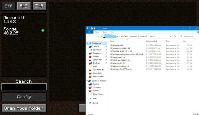 2-fi Hinecr att Forge 3 > AppData > Roaming > .minecraft > mo Date OS ...