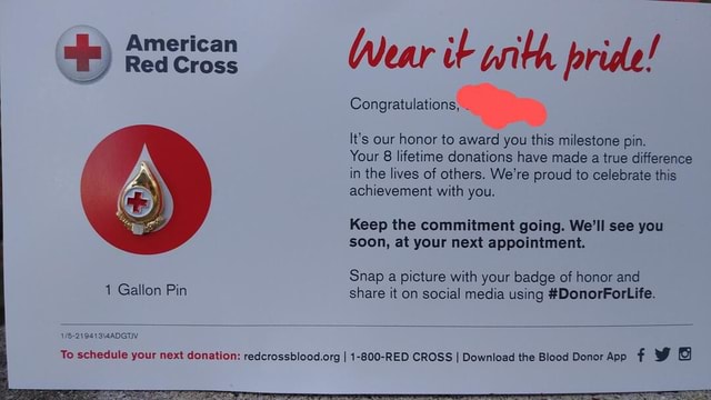 American Red Cross 1 Gallon Pin Wear it orith pride! Congratulations ...