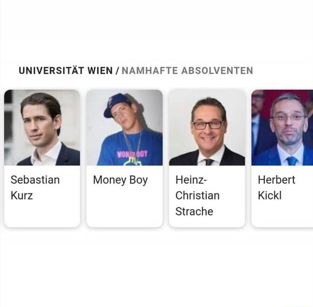 UNIVERSITAT WIEN / NAMHAFTE ABSOLVENTEN Sebastian Money Boy Heinz ...