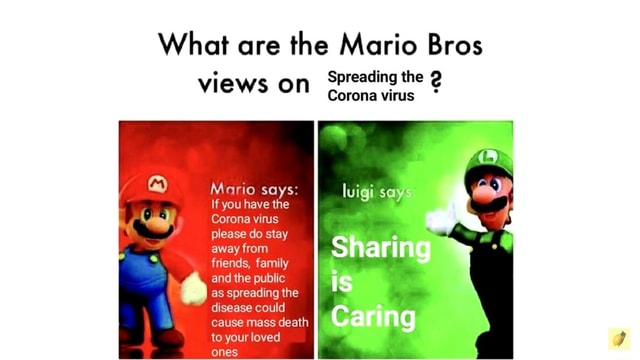 What are the Mario Bros views on Spreading the 2 Corona virus Mario ...