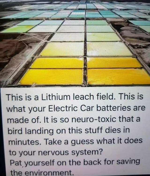 This is a Lithium leach field. This is what your Electric Car batteries ...