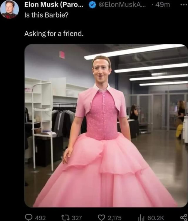 Elon Musk (Paro... SS Is this Barbie? Asking for a friend. 2175 60.2K ...