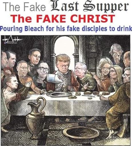 EFake Last Supper The FAKE CHRIST Pouring Bleach for his fake disciples ...