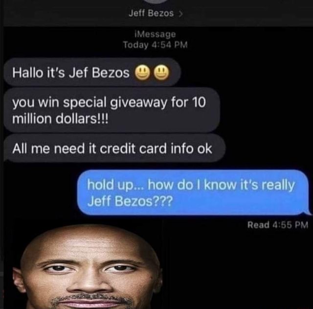 Jeff Bezos Message Yeday Hallo it's Jef Bezos you win special giveaway ...