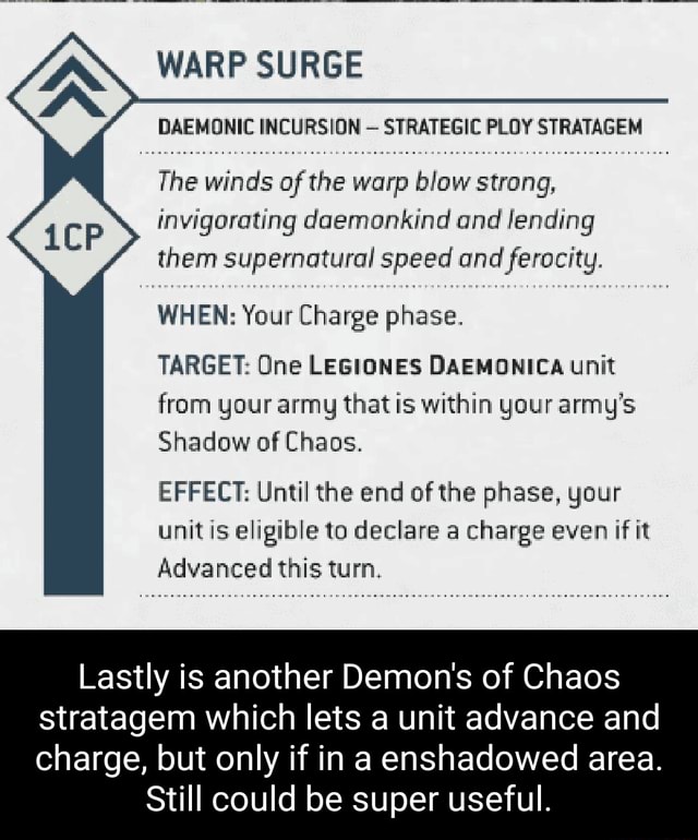 WARP SURGE DAEMONIC INCURSION - STRATEGIC PLOY STRATAGEM The winds of ...