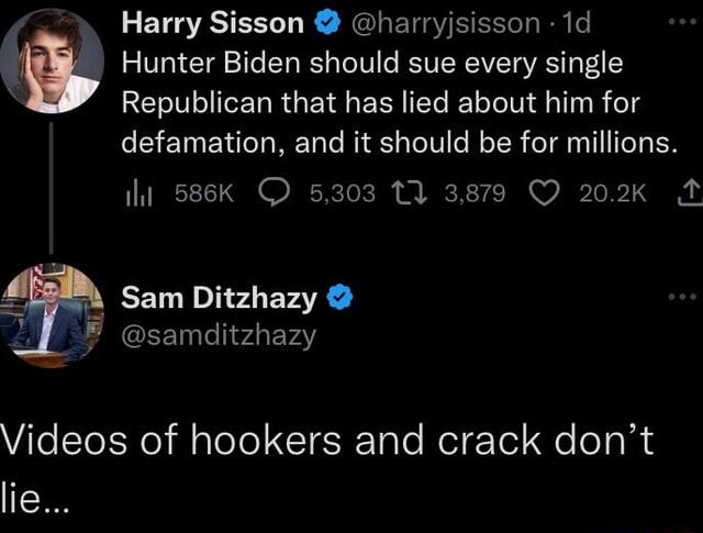 Harry Sisson @ @harryjsisson Hunter Biden should sue every single ...