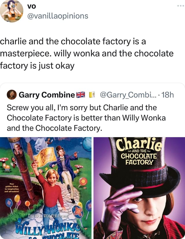 "he vo @vanillaopinions charlie and the chocolate factory is a ...