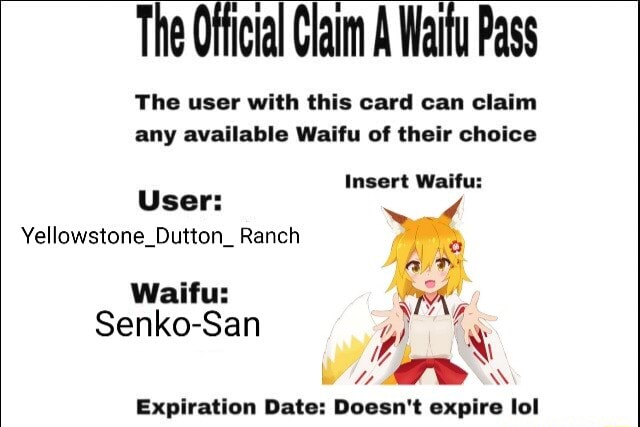 The Ofticial Claim A Watfu Pass The user with this card can claim any ...