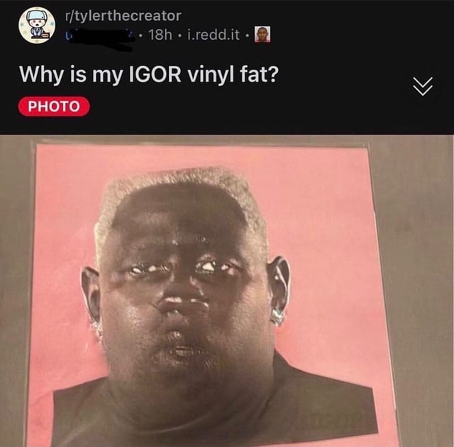 Dtylerthecreator i.redd.it Why is my IGOR vinyl fat? PHOTO - iFunny Dtylerthecreator i.redd.it Why is my IGOR vinyl fat? PHOTO - iFunny