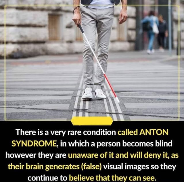 There is a very rare condition called ANTON SYNDROME, in which a person becomes blind however ...