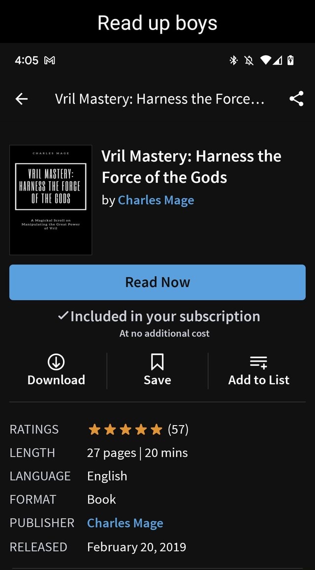 Read up boys Vril Mastery: Harness the Force... Vril Mastery: Harness the VAIL MASTERY: I Force ...
