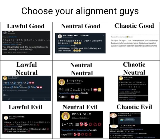 Choose your alignment guys Chaotic Good Neutral Good em Lawful Good Tin ...