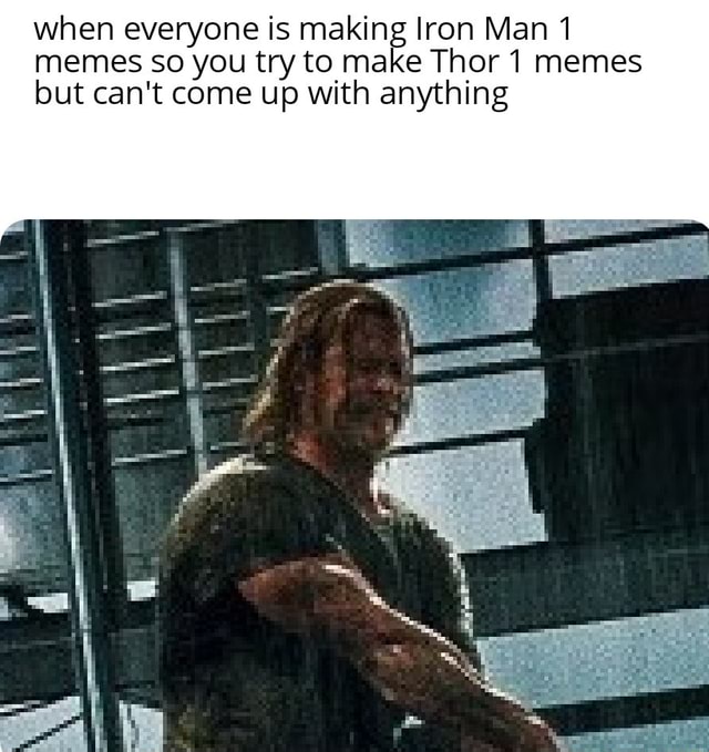When everyone is making Iron Man 1 memes so you try to make Thor1 memes ...