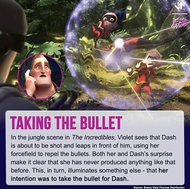 TAKING THE BULLET In the jungle scene in The /ncredibles, Violet sees ...